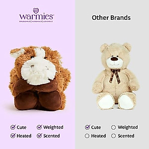 warmies Microwavable Neck & Shoulder Wrap - Heating & Cooling Plush Pad for Calming Relaxation - Weighted & Heated Neck Warmer with Scented Lavender - Microwave Heat Pad for Aches & Pain - Horse