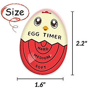 Lasubst Egg Timer for Boiling Eggs Soft Hard Boiled Egg Timer That Changes Color When Done,Red