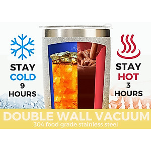 Onebttl Administrative Professional Day Gifts for Administrative Assistant, Secretary, 20 oz Stainless Steel Tumbler for Women - Thank You - Silver Golden Gradient Glitter