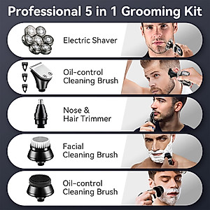 WeChip Head Shaver 7D 5-in-1 Head Shavers for Bald Men with Nose Hair Sideburns Trimmer, Floating Head Razors for Bald Men Waterproof Wet & Dry, LED Display, Cordless, Rechargeable