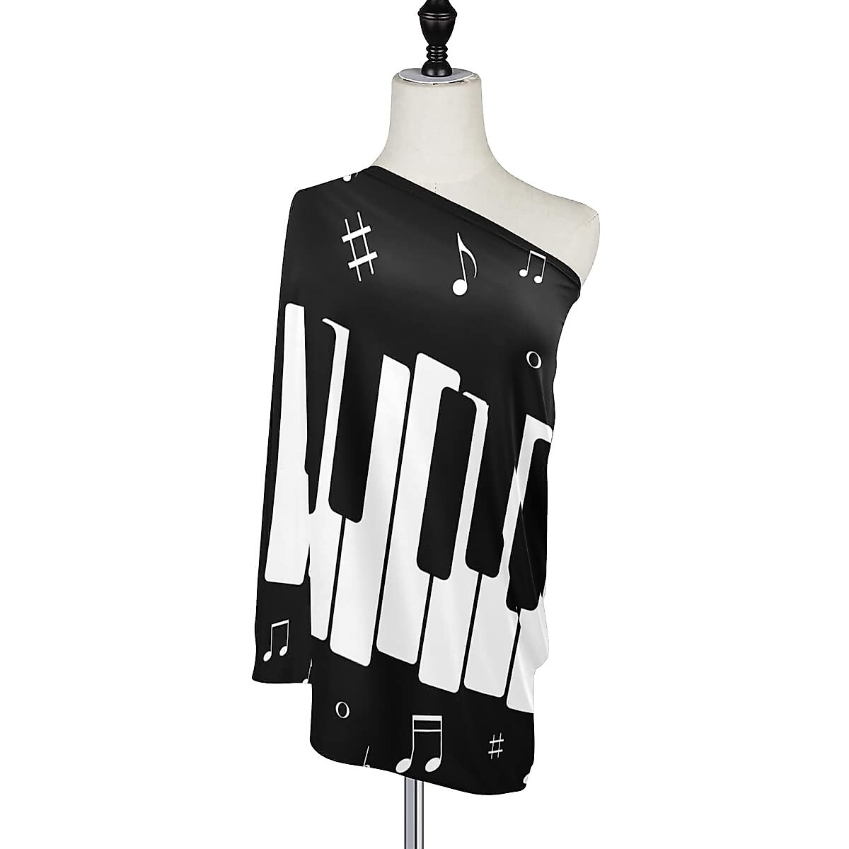 Music Icon with Piano and Musical Notes Baby Car Seat Covers Canopy Nursing Cover Breastfeeding Scarf Soft Breathable Stretchy Coverage Infant Stroller Cover Multi Use for Boys Girls Babies