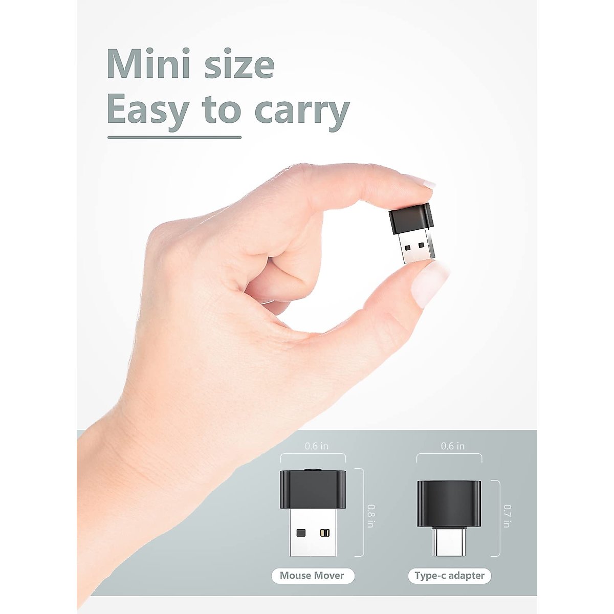 Geyes Mouse Jiggler, Undetectable Mouse Mover Device Has Two Swing Modes Jiggle and Multi-Track,Keeps for Computer/Laptop Awake, Driver-Free, Plug-Play with USB-C Adapter (Metal Black)