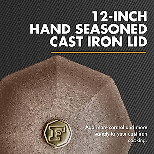 FINEX 12" Cast Iron Skillet Lid with Brass Handle, Modern Heirloom, Handcrafted in the USA, Pre-seasoned with Organic Flaxseed Oil