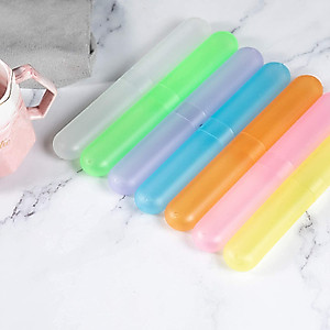 20 Pcs Travel Toothbrush Case Holder, Plastic Portable Toothbrush Storage, 7 Assort Color Toothpaste Case Cover Protector, Great for Travel, Business, Camping, School Use, Multicolor