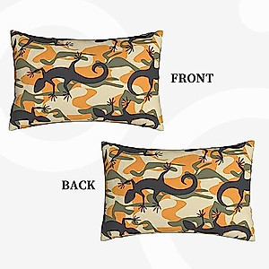 Pillowcase Rectangle Throw Pillow Case Cover Cushion 14"X20" for Sofa Couch Car Home Decor - Lizard Camouflage Camo