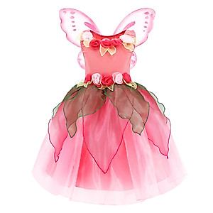 MDYCW Princess Fairy Costume for Toddler Girls, Birthday Party Fairy Dress Up, Special Occasion Dress, Pink