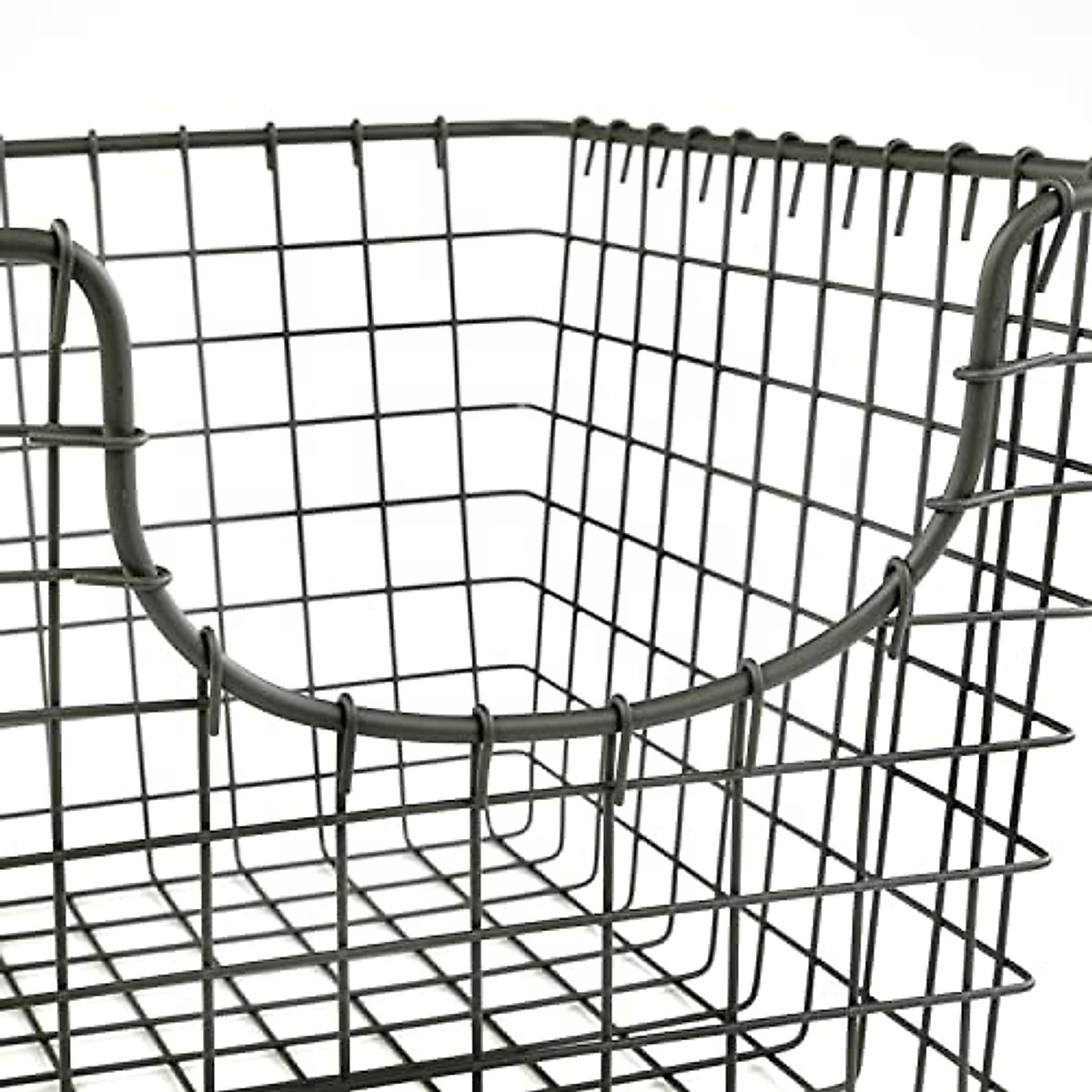 Spectrum Diversified Scoop Wire Basket, Vintage-Inspired Steel Storage Solution for Kitchen, Pantry, Closet, Bathroom, Craft Room & Garage, Small, Industrial Gray