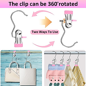 Yihurlm Boot Hangers for Closet,30 Pack Laundry Hooks with Clips,Stainless Steel Boot Hanger Clips,Portable Hangers Single Clip Space Saving Boot Clips for Hanging (Pink)