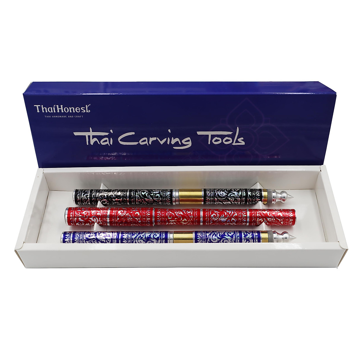 ThaiHonest SET 3 FRUIT AND SOAP CARVING KNIFE SEEDING KNIVES BRASS HANDMADE MULTICOLOR (Multicolor)