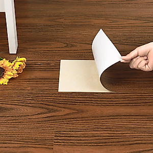 Peel and Stick Floor Tile Natural Red Wood Grain Look Vinyl Flooring Waterproof and Self Adhesive for Bathroom Kitchen Living Room Bedroom DIY 35in×6in (10 PCS)