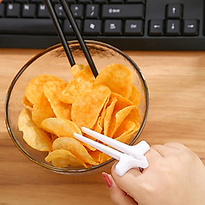 Scooken 6 Pcs Finger Chopsticks for Gamers Snack Grabber Tongs U Bracket - Finger Chips Snack Gamer Chopsticks for Gaming - Reusable Dishwasher Safe Plastic Chopstick - Chopsticks Helper Snacking Tool