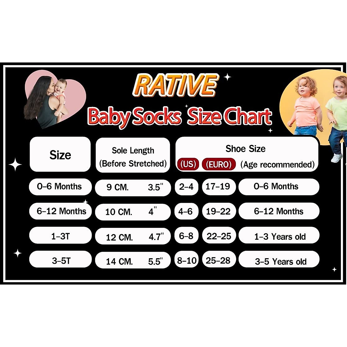 RATIVE Non Skid Anti Slip Cotton Dress Crew Socks With Grips For Baby Infant Toddler Kids Girls (6-12 Months, RG-820821)