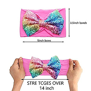 Yxiang 15PCS Baby Girl Nylon Headbands Big Bow Hairband 5" Glitter Bowknot headwrap for Baby Girls Newborn Infant Toddlers Kids -15 Colors