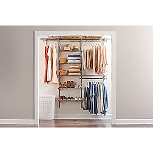 Rubbermaid Configurations Deluxe Custom Closet Kit, 3-6 Ft. Adjustable Metal Wire Shelving, Titanium Finish, Expandable Organization System, Hardware Included, for Home Closet/Pantry/Laundry/Mudroom