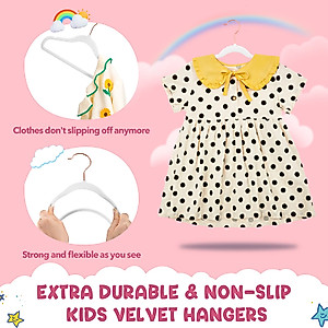 HOUSE DAY Velvet Kids Hangers 60 Pack, Premium Childrens Hangers for Closet, Ultra Thin Cute Hangers Kids Clothes Hanger, Non Slip Kids Felt Hangers 14 Inch, Small Hangers for Kids Clothes, White