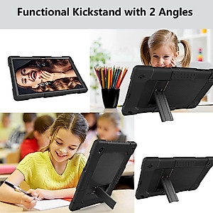 SOATUTO for Samsung Tab A8 Case Drop-Proof Shock-Resistant Rugged Hybrid Kids Friendly Cover Built-in Kickstand for Samsung Galaxy Tab A8 Case 10.5 Inch 2022 SM-X200 SM-X205 SM-X207 (Black+Black)