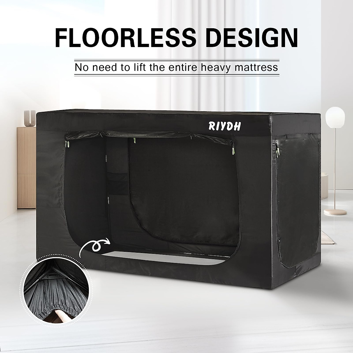 RIYDH Bed Tent Twin Bed Canopy Tents for Adult - Portable Dream Tent Indoor Sleeping Tents 93% Blackout with 3 Doors Breathable Private Space Tents