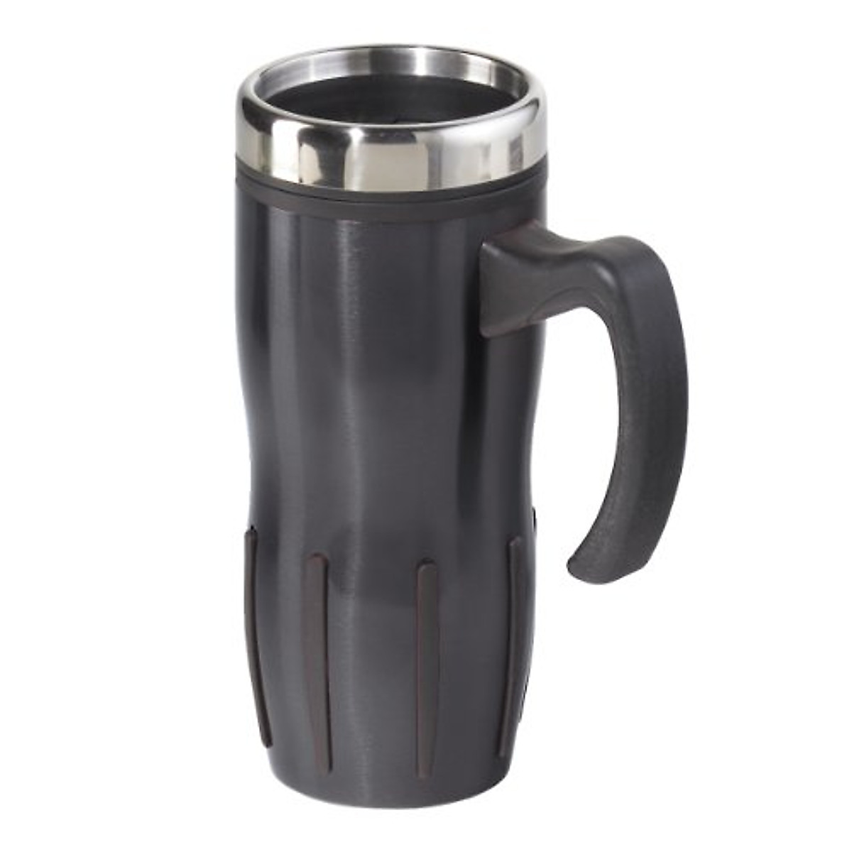 Oggi 5064.3 Lustre Stainless Steel Multi-Grip Travel Mug, 16-Ounce, Black