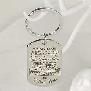 Boyfriend Husband Birthday Gift from Wife Girlfriend, To My Man Keychain Gifts for Him Hubby BF Anniversary Valentines Day Gift for Husband Fiance Keyring for Boyfriend