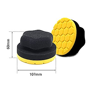 RIXERKOC 2 Pieces Tire Shine Applicator Pad, Tire Hex Grip Applicator, Car Wash Tire Cleaner Wheel Cleaner Rim Washable Tire Shine Applicator Dressing Pad Car Detailing Foam Sponge Reusable