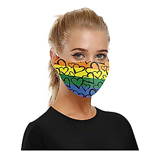LGBTQ Gay Pride Mouth Face Protective Gear, Adults Rainbow Adjustable Washable Reusable Dustproof Cotton Cloth Covering (5 Colors, 5 Pcs)