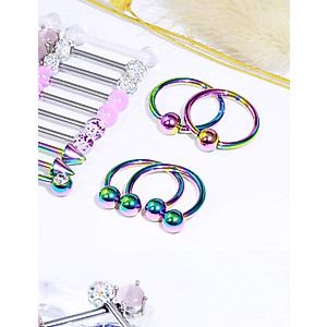 Oufksiyy 12 Pairs Nipple Rings Surgical Stainless Steel Hypoallergenic Straight Nipple Barbell Piercing 14G Nipple Tongue Rings Body Piercing Jewelry for Women Men 14mm 14 Gauge Niple Tongue Jewelry