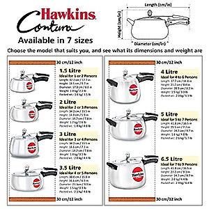 Hawkins HC35 Contura 3.5-Liter Pressure Cooker, Small, Aluminum