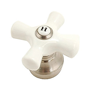 Porcelain Handle (3 Pieces) Fits Price Pfister Shower Faucet with 12 Spline, Satin Nickel Finish - By Plumb USA 32336snx3