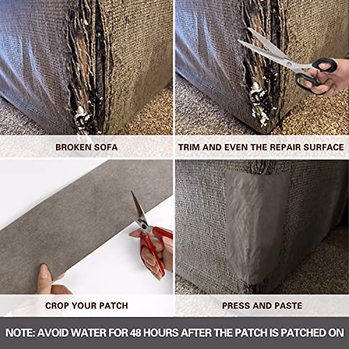 Azobur Velvet Rectangular Repair Patch, Self-Adhesive Flannel Fabric Patch, Multi Colors, Microfiber Patch，Can be Used to Patch Sofas, Car Seats, Handbags, Jacket Holes and Tears (Gray)