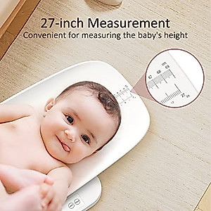GROWNSY Baby Scale, Multifunctional Baby Weight Scale, Pet Scale for Puppy, Cat, Adult Scale Up to 330lbs, Accurate Digital Scale with Hold Function, 27-inch Height Measurement, 5 Units, LCD Screen