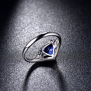 Lanmi 14K White/Rose Gold Natural Blue Tanzanite Rings Band with Diamonds Engagement Wedding for Women Promotion