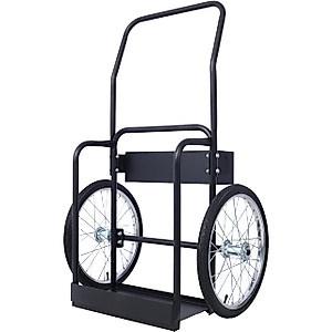 AMNOOI Industrial Strength Large Dual Oxygen & Acetylene Tank Cart Dolly with 20"" Pneumatic Wheels & Fastening Belts - Heavy Duty Double Cylinder Cart for Easy Transport & Storage (Black)