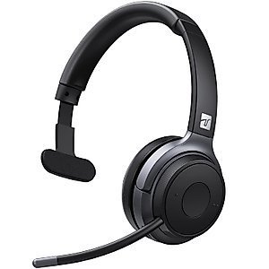 TZS Trucker Bluetooth Headset, Wireless Headset with ENC Noise Cancelling & Mute Button Microphone, V5.0 Handfree Bluetooth Headphone for Driving/Business/Office Compatible with iPhone and Android
