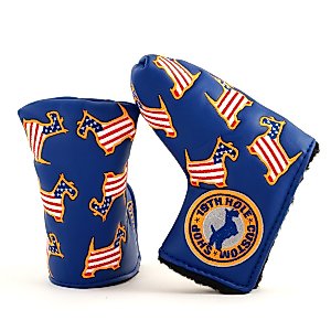 US Flag Dancing Scottie Dog Golf Headcover for Blade Putter, Blue