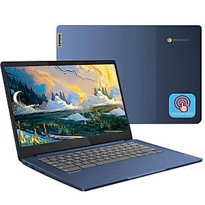 Lenovo Slim-3 Touch-Screen Chromebook Laptop Computer for Students and Business - 14" FHD Display, 13.5H Long Battery Life, MediaTek 520, 4GB RAM, 64GB eMMC, 128GB Micro SD, Wi-Fi 6, Chrome OS