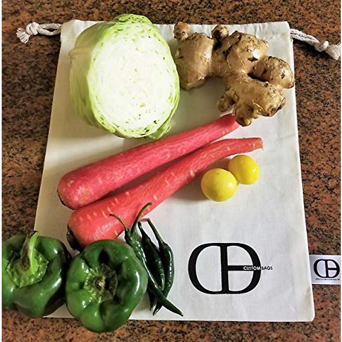 6 piece Set of Reusable Eco-Friendly 100% Cotton Muslin and Mesh Produce bags includes M, L, XL sizes