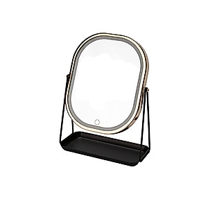 DYPASA Vanity Mirror Desktop LED Makeup Mirror with Light and Fill Light Beauty Mirror Desktop Makeup Mirror with Light Rechargeable (Large Size) Household Cosmetic Mirror