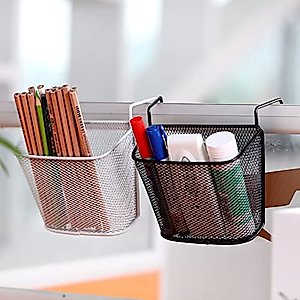kekafu 2Pcs Office Desktop Storage Organizer Shelf Baskets Iron Wire Desk Sundries Storage Rack Office Cubicles Hanging Basket Shelf Corner Hanging Shelf Iron Basket