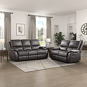 Lexicon Farmington Wall-Hugger Manual Double Reclining Loveseat, Brown