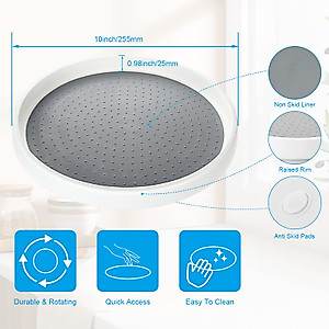 FVIEXE 3PCS Non-Skid Cabinet Lazy Susan Turntable 10 Inch, 360 Degree Rotating Kitchen Spice Rack Spinning Lazy Susan Turntable Organizer, Pantry Countertop Vanity Bathroom Display Stand White / Gray