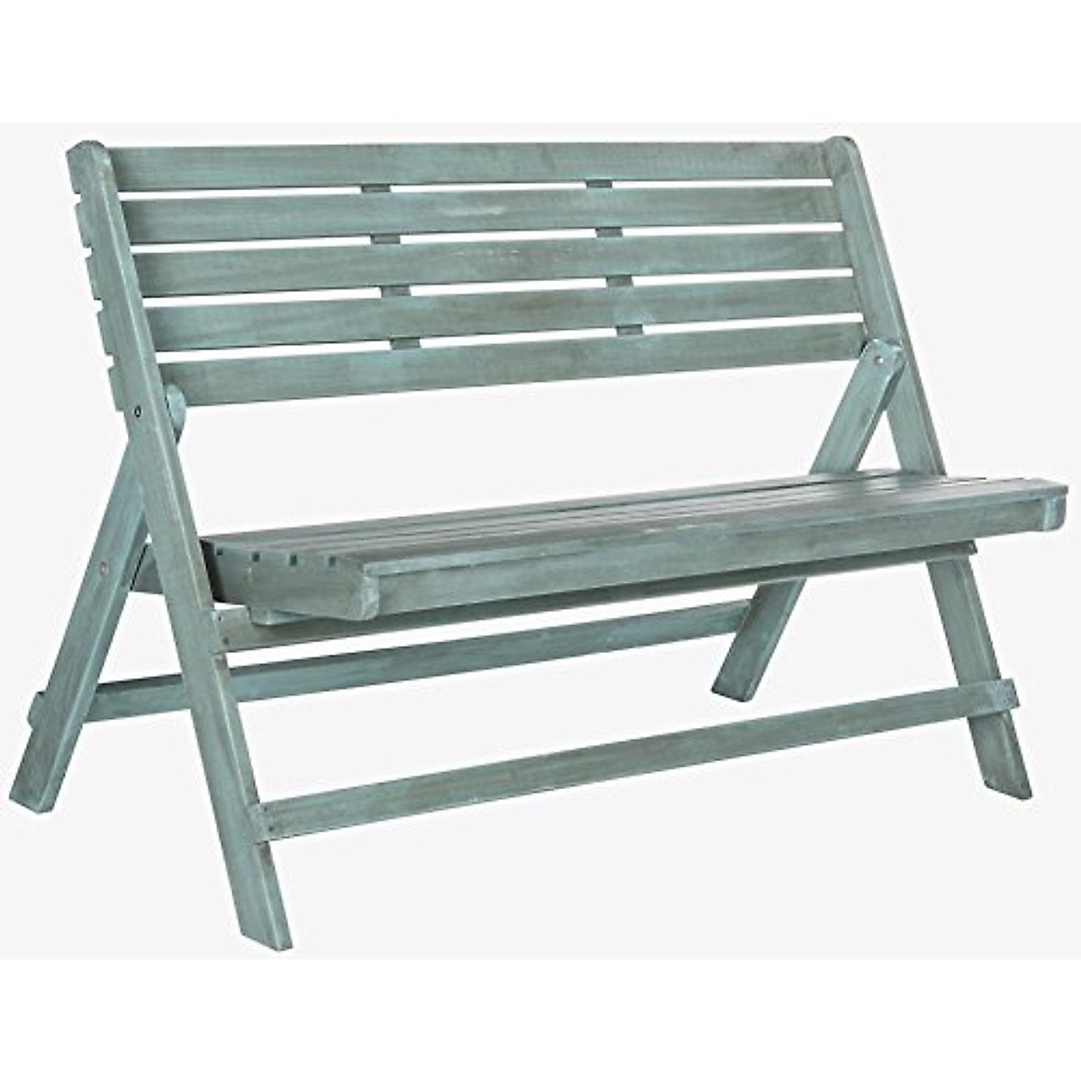 Safavieh Outdoor Collection Luca Ash Grey Folding Bench