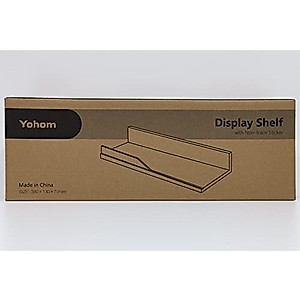 YOHOM White Adhesive Floating Shelf for Bathroom Tile Wall Stick on Shower Shelf Rack No Drilling Plastic Lightweight Shelf Organizer with Gray Guard