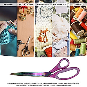 BambooMN Titanium Softgrip Scissors Set for Sewing, Arts, Crafts, Office - 1 Set of 3 - Purple