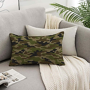 HOSNYE Military Camouflage Throw Pillow Cover Linen Fabric for Couch Bed Sofa Car Waist Cushion Cover 12 x 20 inch Pillow Case