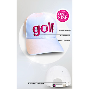 Women's Golf Hat White Ballcap with Pink Accent - Trendy Apparel for Woman, Adjustable Ball Cap, Women, Ladies Cute Golf Gear Apparel Caps - One Size Fits All Unisex
