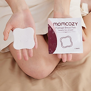 Momcozy Soothing Gel Pads, Instant & Long Cooling Relief for Sore Nipples, Made Without BPA, Hydrogel Pads with Lanolin for Breastfeeding, 6 Count
