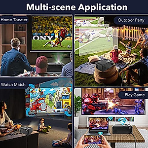 Projector with WiFi and Bluetooth, Native 1080P Portable Outdoor LED Movie Projector, Synchronize iOS & Android Smartphone Screen, Home Video Mini Projector Compatible with TV Stick/HDMI/USB/AV/Laptop