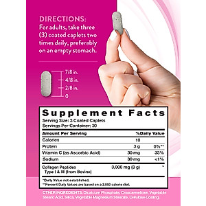 Nature's Truth Collagen Peptides | 90 Caplets | Type 1 and 3 with Vitamin C | Grass Fed, Non-GMO and Gluten Free Pill Supplement