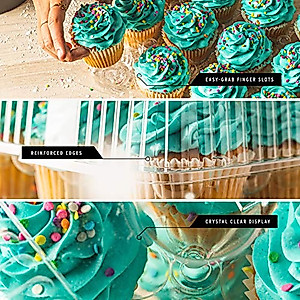 Royalux Cupcake Containers Plastic Disposable [12 Cavity x 24 Pack] - BPA Free Cupcake Boxes 12 - USA Made Cupcake Holder - High Dome Cupcake Container - Cupcake Holders Disposable Cupcake Carrier