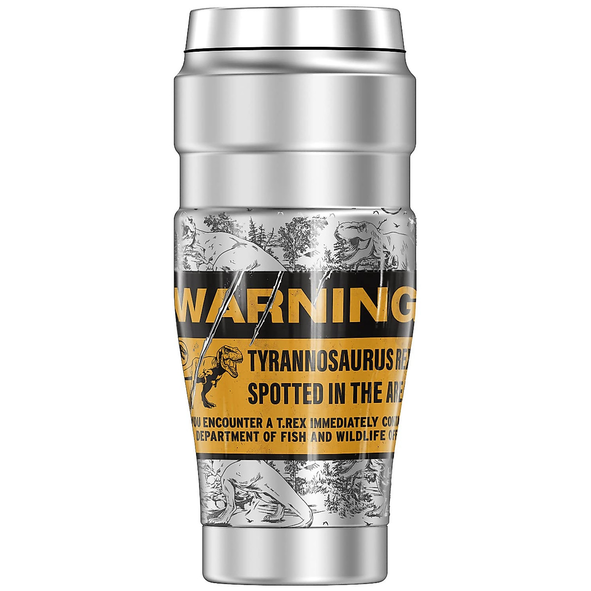 THERMOS Jurassic World Dominion OFFICIAL T-Rex Zone STAINLESS KING Stainless Steel Travel Tumbler, Vacuum insulated & Double Wall, 16oz